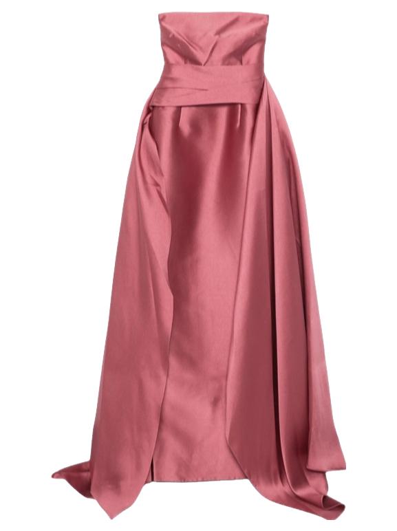 SOLACE Solace Strapless Sweetheart Neckline Draped Dress with Center Slit